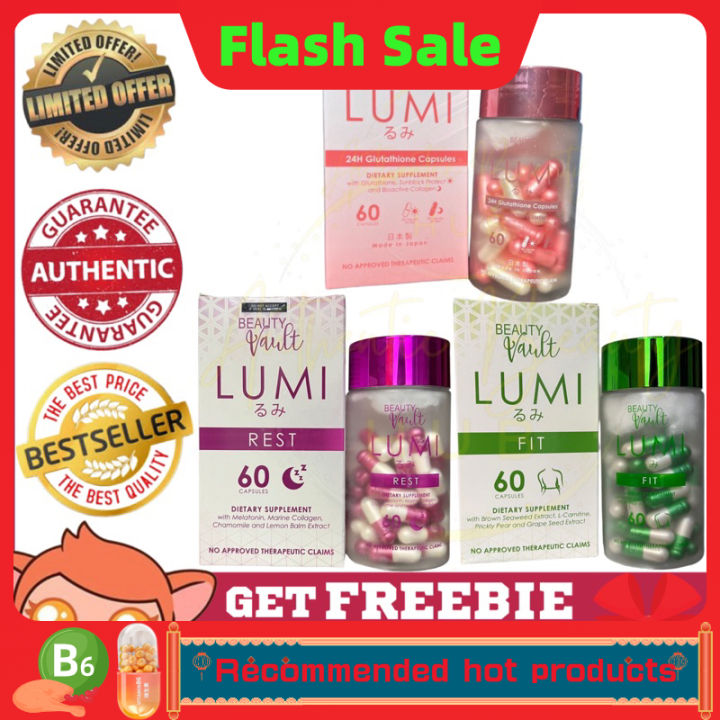 AUTHENTIC Beauty Vault LUMI 24H Gluta Glutathione Collagen Capsule / REST / FIT | Lazada PH