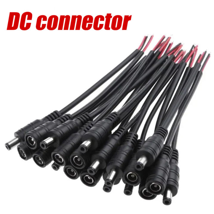 DC Power Connector Pigtail Barrel Plug Cable 2.1mm x 5.5mm Male Female ...