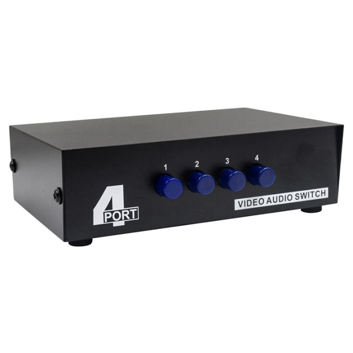 4 Port AV Switch RCA Switcher 4 in 1 Out Composite Video L/R Audio ...