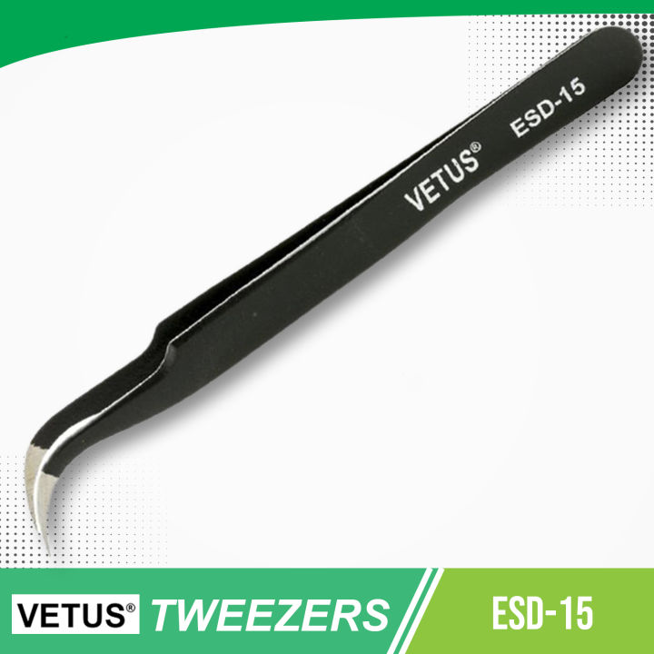 ORIGINAL VETUS Black Anti-static Tweezers ESD-15 | Lazada PH