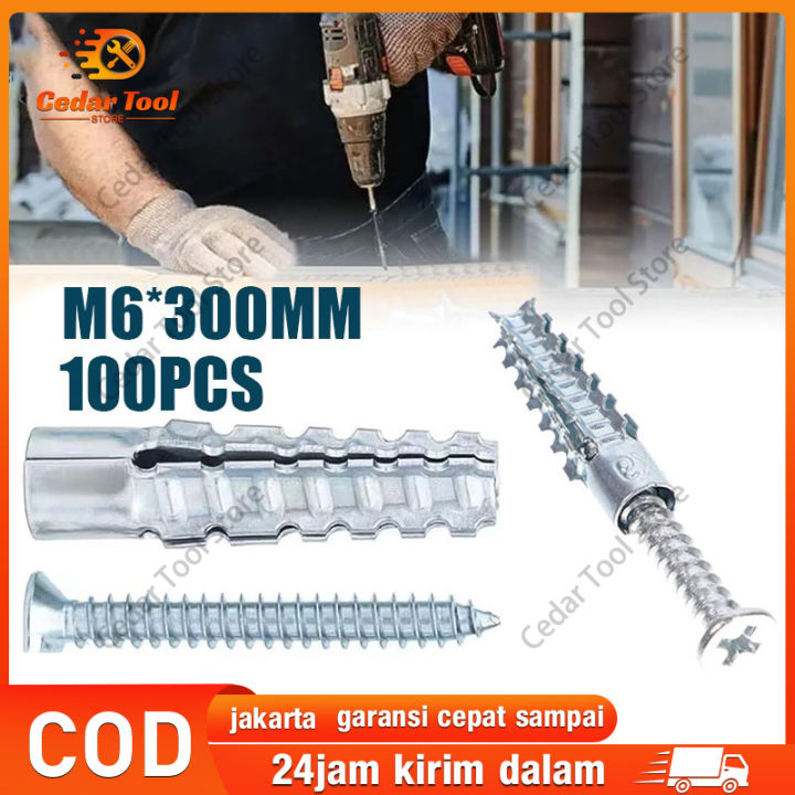 Angkur Baut Tembok Sekrup 100set Sekrup Dinding Tembok Angkur M6x30 Anchor Skrup Pengait Tembok ...