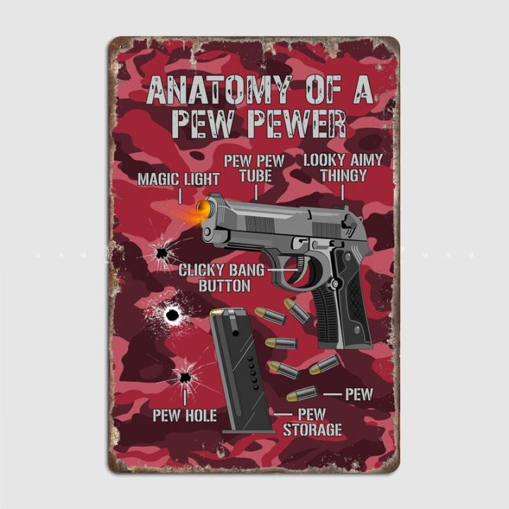 Industrial Look Pistol Metal Sign Poster Garage Living Room Cinema ...