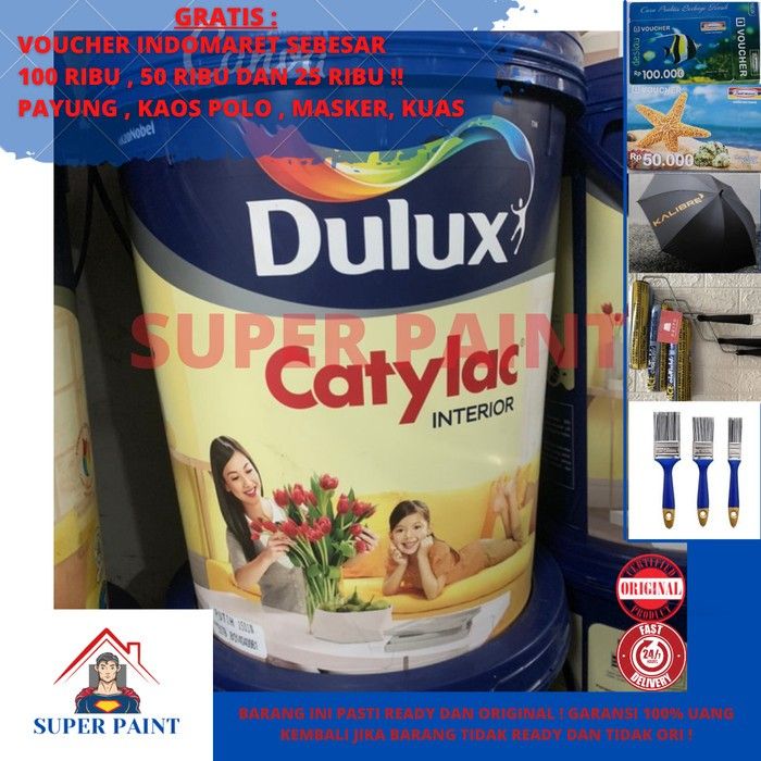 CAT TEMBOK DULUX CATYLAC INTERIOR PUTIH 1501 PABRIK UKURAN 5KG ...