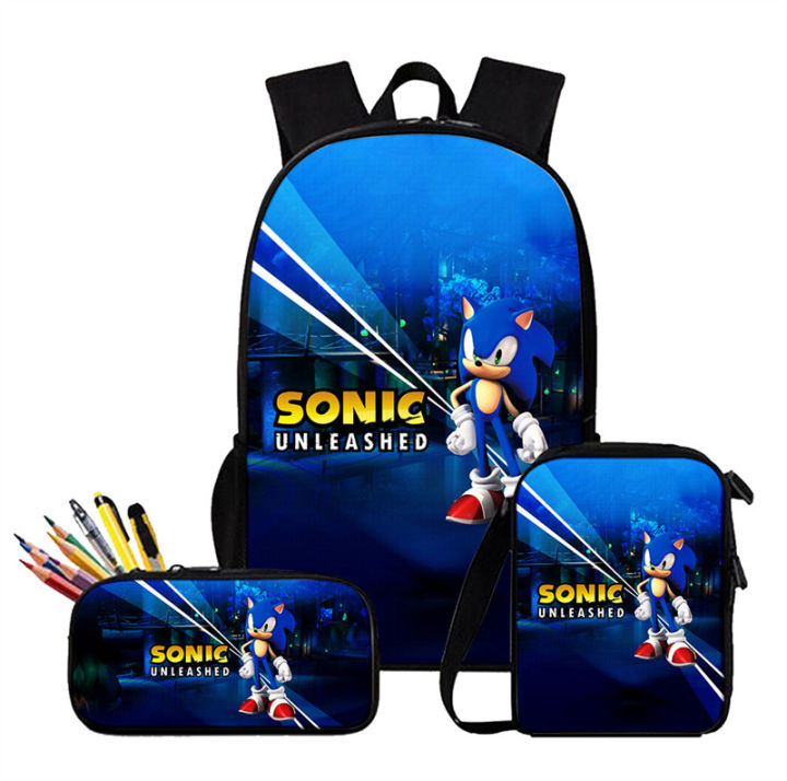 3Pcs/set Super SONIC Backpack 3D Print School Bag Sets for Teenager ...