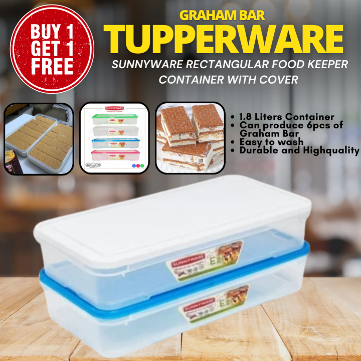 BUY 1 TAKE 1 - Graham Bar Tupperware 1.8 Liters Rectangular Food Keeper ...