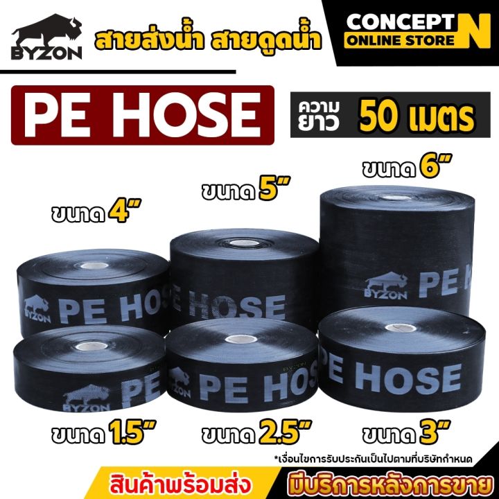 BYZON สายส่งน้ำ PE 1 1/2 - 6 นิ้ว ยาว 50-100 เมตร สายพีอี ท่อส่งน้ำ ท่อพีอี ท่อpe สายดูดน้ำ สาย ...