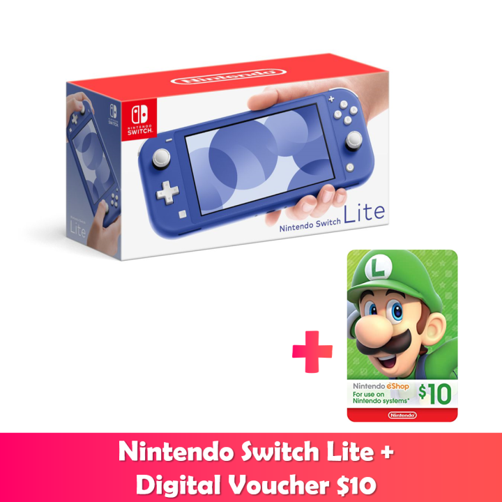 [NEW] Nintendo Switch Lite Blue + Digital Voucher $10 (Bundle Deal ...
