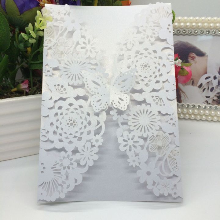 10pcs/pack 3D Butterfly Wedding Invitation Card 5R Romantic Flower ...