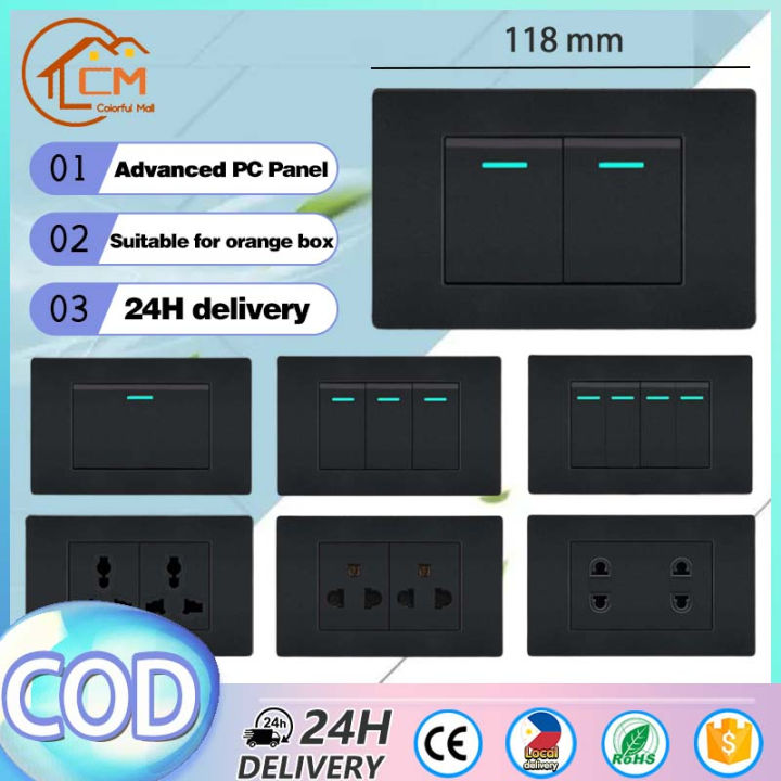 CM Wall Light Switch 118 Type Universal Power Wide Series Outlet Black ...