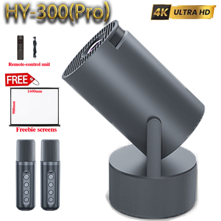 HY300 Pro KTV cinema type stereo K song projector Android ultra HD home theater Smart Mini ...