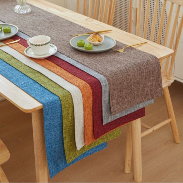 VB45D Linen Table Runner Solid color Rectangular Table Cover Home Decor ...