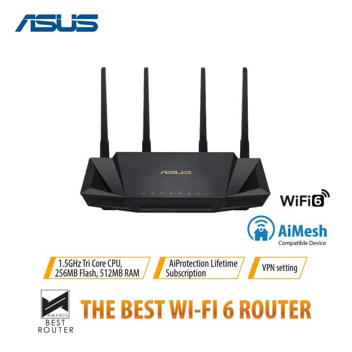 ASUS RT-AX3000 AX3000 WiFi Router AiMesh Wireless AX WiFi 6 for Unifi ...