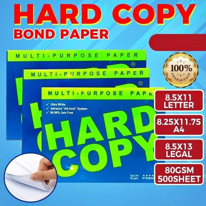 Hard Copy Photocopy Papers 80gsm- Letter (500 Sheet per Ream) | Lazada PH
