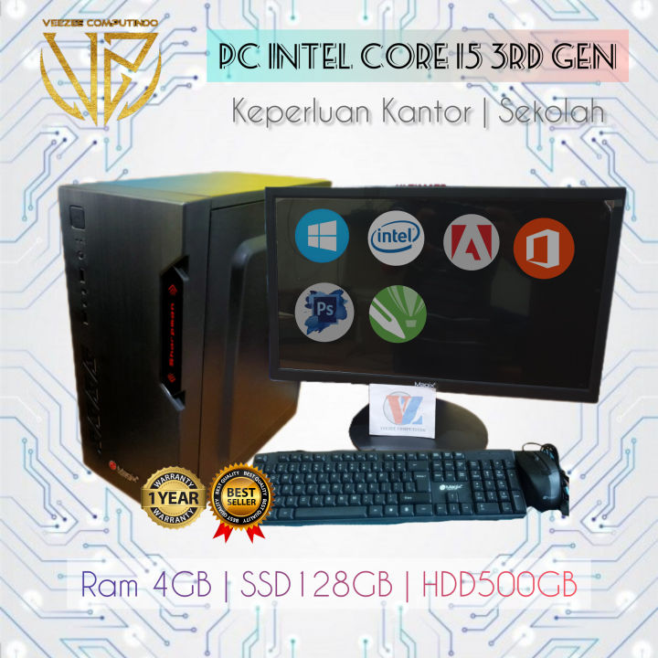 Komputer PC Rakitan full sett core i5 3470 komplit monitor LED 19 inch ...
