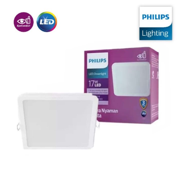 Philips 59467 Meson 17W 6" LED SQUARE Downlight (Daylight 6500K/ Warm ...