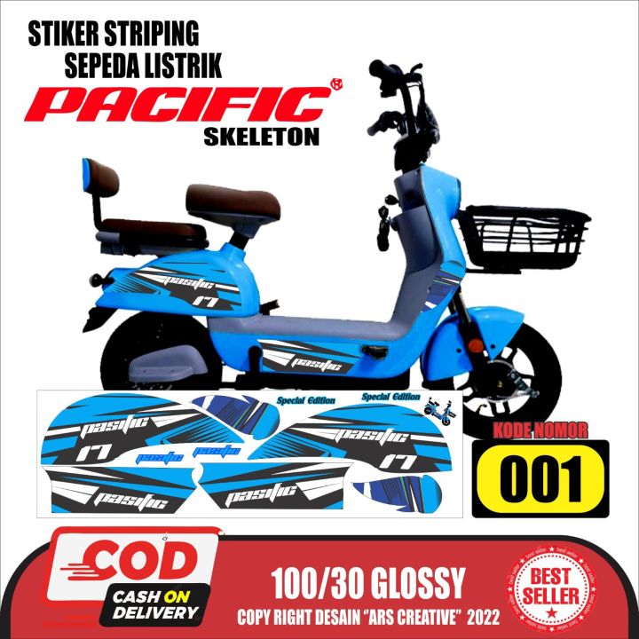 Stiker Striping Sepeda Listrik Pacific Skeleton Variasi ARS001 Line ...