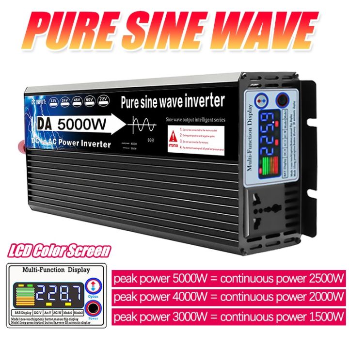 Pure Sine Wave Solar Inverter 5000W 4000W 3000W Color Screen Home Car ...