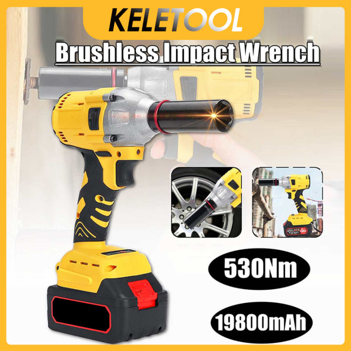 Cordless Impact Wrench Brushless Motor Ergonomic Handle Lithium Battery and Charger Spanner Tool ...