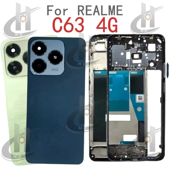 For Realme C63 4G Battery Back cover Housing middle frame + Button ...