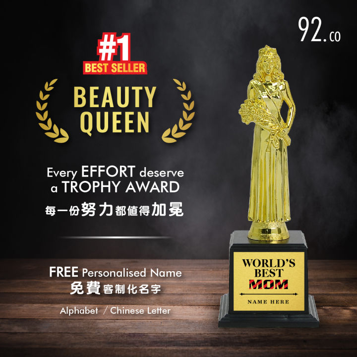 [Best Mom Trophy] Beauty Queen Trophy. Hadiah untuk Ibu, Gift for Mom ...