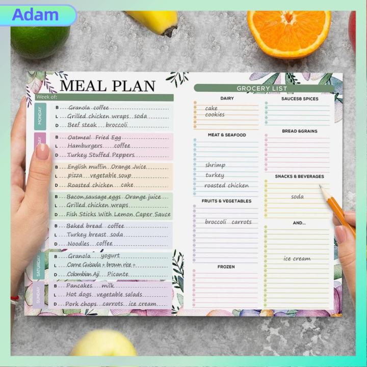 ADAM ตู้เย็นแบบดูดซับ แผ่นวางแผนอาหาร แม่เหล็ก นำกลับมาใช้ใหม่ได้ สมุด ...