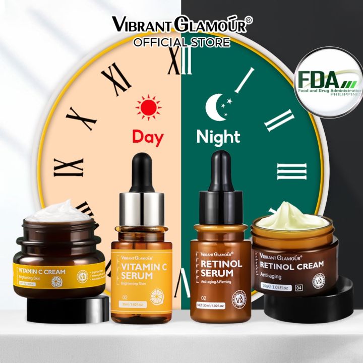 VIBRANT GLAMOUR Natural Retinol Sets Face Cream+Facial Serum+VC Face ...