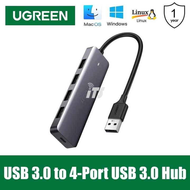 UGREEN USB 3.0 to 4-Port USB 3.0 Hub with USB-C Power Port (50985) | Lazada