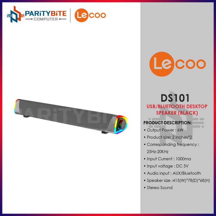Lenovo Lecoo DS101 Black Desktop Gaming Speaker [Wireless] | Lazada PH