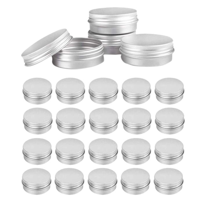DBM.HOME-48 Pcs 1 Oz Tins Silver Aluminum Tins Cans Screw Top Round ...