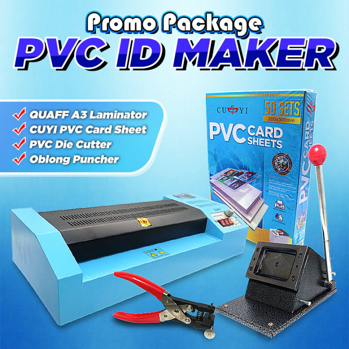 Quaff Pvc Id Maker Package Laminator + Sheets Oblong Puncher Die Cutter ...