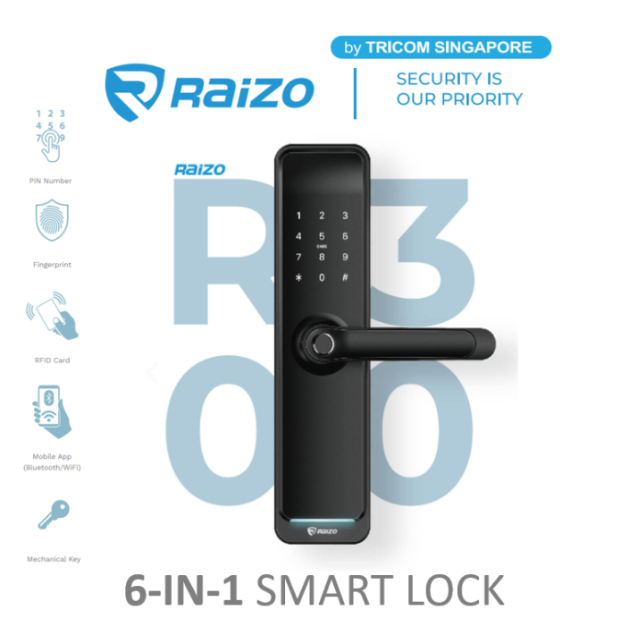 Raizo R300 Smart Digital Residential Door Lock with Fingerprint, App ...