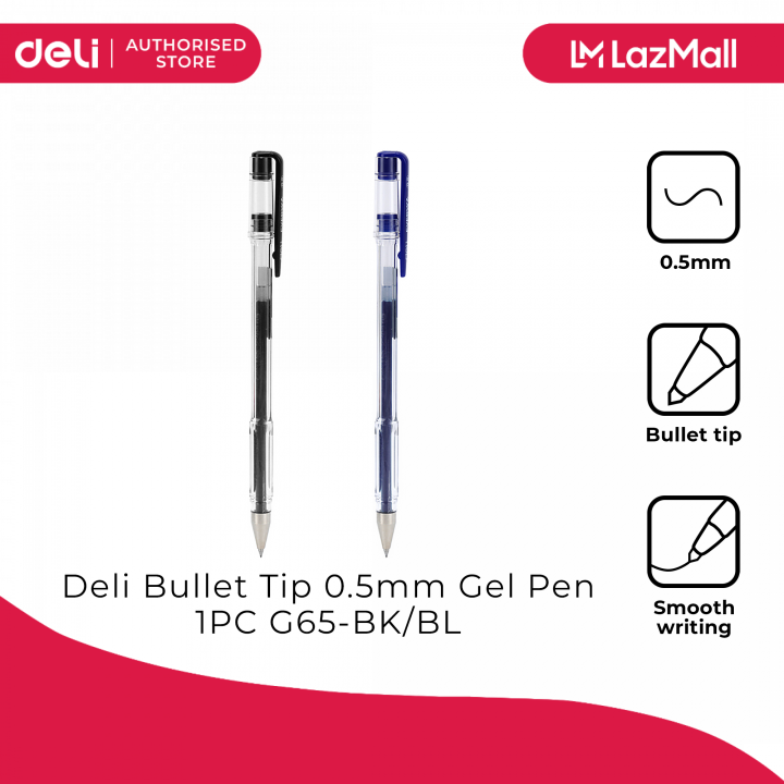 Deli G65-BK/BL Bullet Tip 0.5mm Gel Pen 1PC [79G65] | Lazada PH