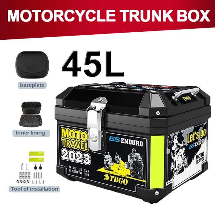 Motorcycle Trunk Box 45L Large Capacity With Compartment ABS Material ...