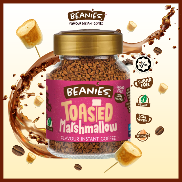 Beanies Instant Flavour Coffee - Toasted Marshmallow Flavour Regular or ...