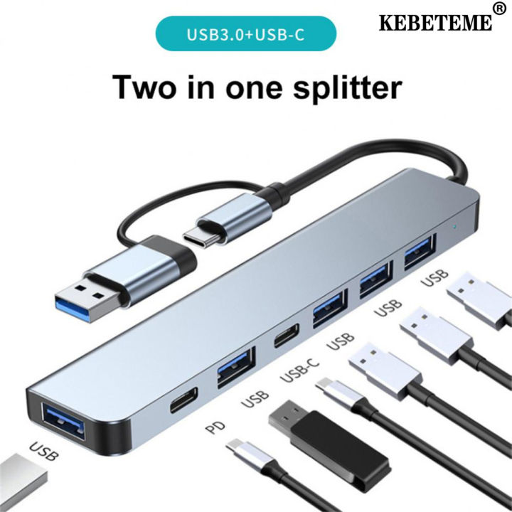 Kebememe 7 trong 1 USB C HUB USB Loại C PD đa Splitter Bộ chuyển đổi đa ...