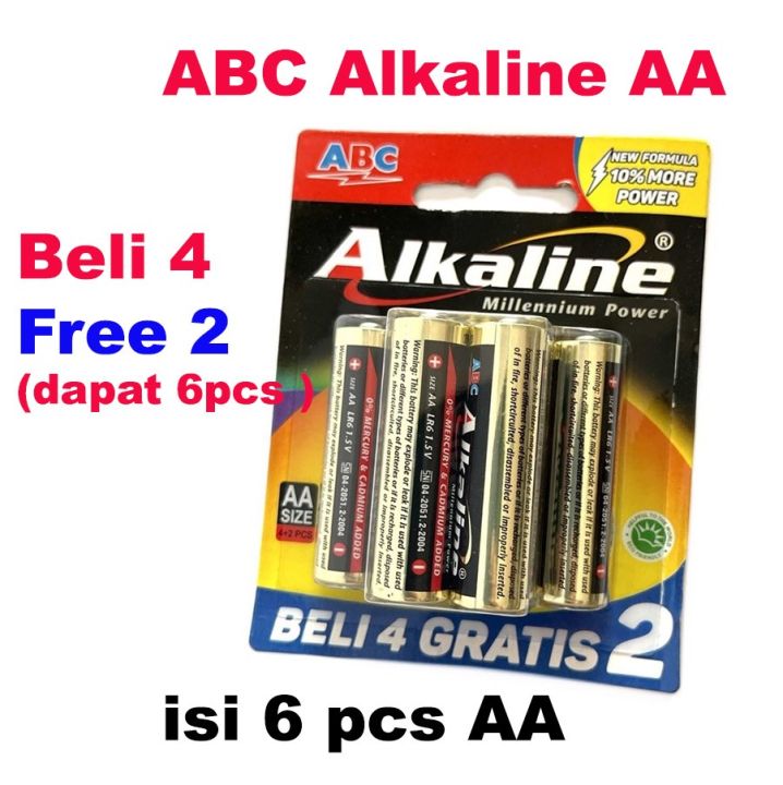 Baterai AA 6 pcs Alkaline ABC Size AA (A2 / LR6) - 6 pcs Battery ...