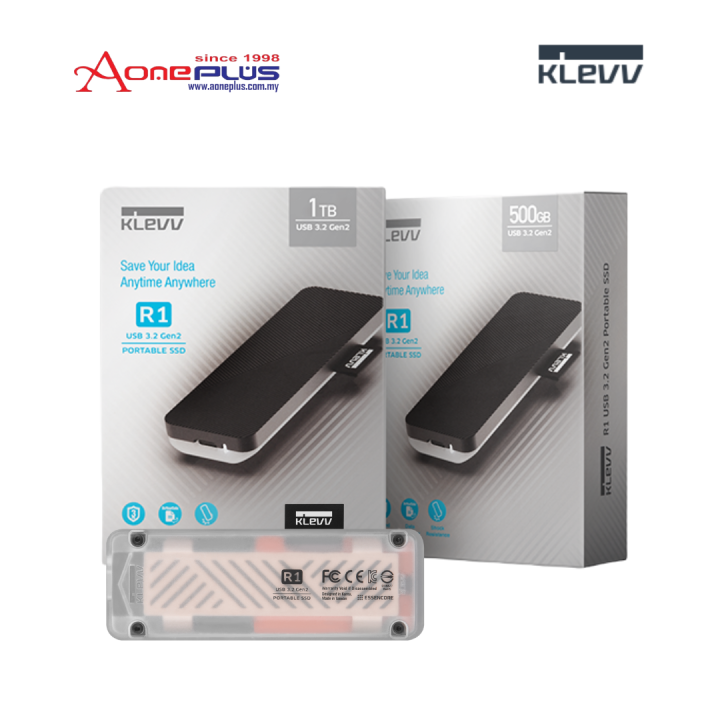 (AONE PLUS SS2) KLEVV R1 Portable SSD - 1TB / 500GB | Lazada