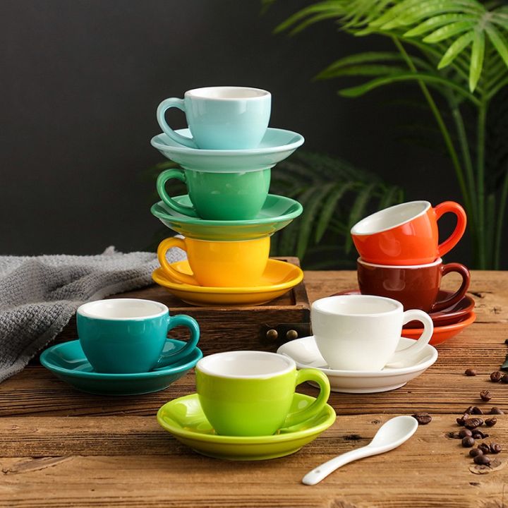(Ready Stock)Coffee Espresso Latte Cup Ceramic Thick 75ml with Saucer ...