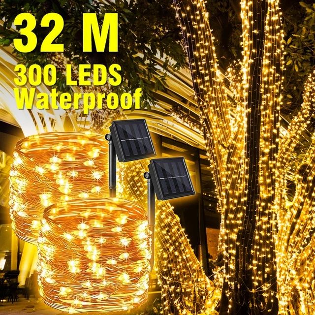 22M/32M Solar Outdoor Fairy Lights Waterproof for Christmas Garden ...