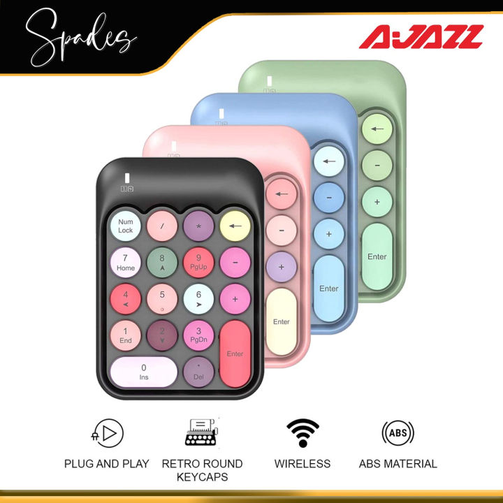 Ajazz AK18 Numeric Pad 2.4G Wireless Numpad 18-Key Retro Typewriter ...