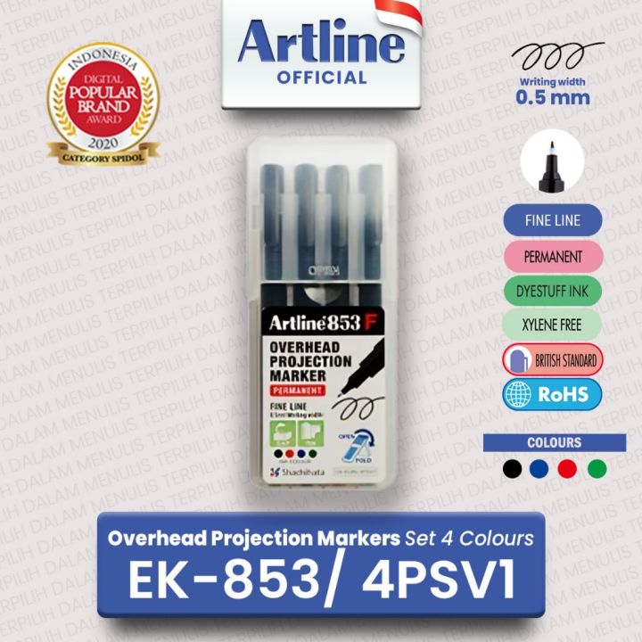 ARTLINE Spidol Overhead Project Permanent Marker SET 4 Colours EK-853 ...