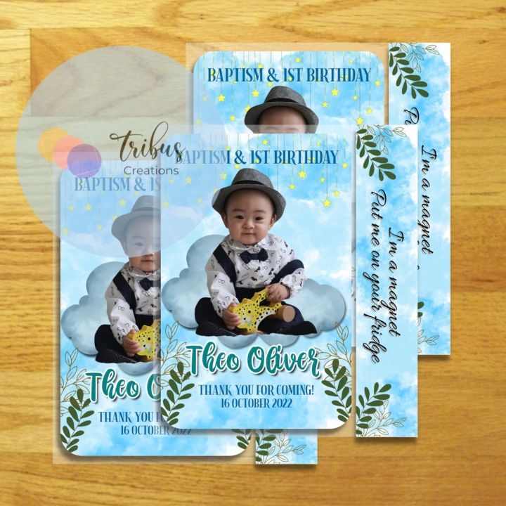 Blue Sky Ref Magnet (Baptismal, Christening, Dedication Souvenir ...