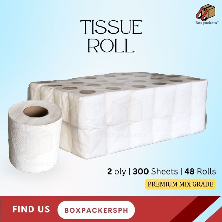 BOXPACKERS PH Bathroom Tissue 48 rolls 2 ply 300 sheets [ VIRGIN PULP ...
