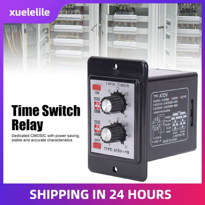 Knob Control Time Switch Relay On Off Twin Timer Relay ATDV-YB AC110V ...