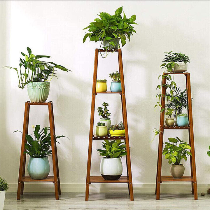 Tall Garden Plant Stand Vintage Bamboo Patio Planter Rack Holder Flower ...