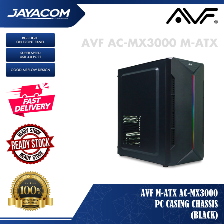 AVF M-ATX AC-MX3000 PC Casing Chassis – Black (RGB Light on Front Panel ...
