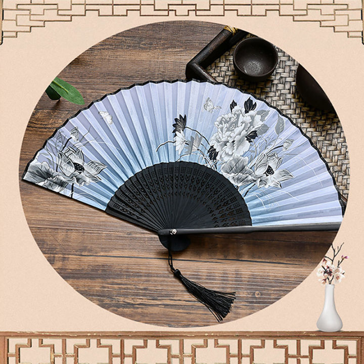 Silk Folding Fan Retro Chinese Style Bamboo Hand Fan Wedding ...