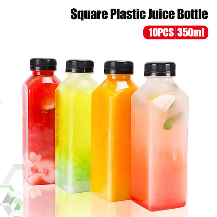 Square Plastic Juice Bottle Transparent Plastic Bottle Disposable Food ...