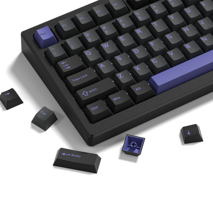 WOMIER 130 Keys Retro Black Purple PBT Keycap Double Shot Cherry ...