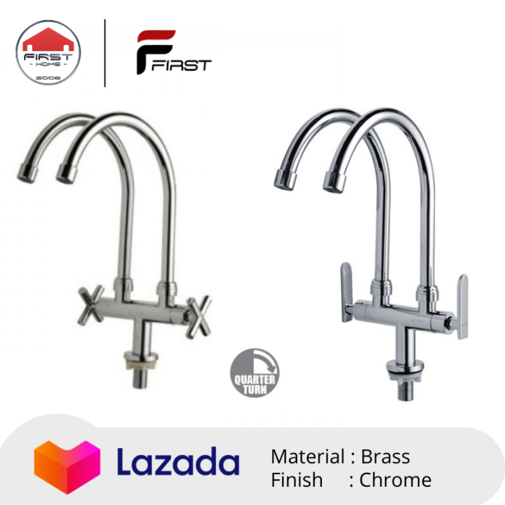 Aimer Double Spout Twins Kitchen Mount Water Sink Basin Tall Tap Pull ...